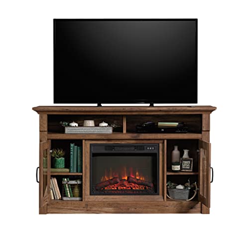 Sauder Miscellaneous Fireplace Credenza, L: 60.0" x W: 16.73" x H: 35.04", Vintage Oak Finish