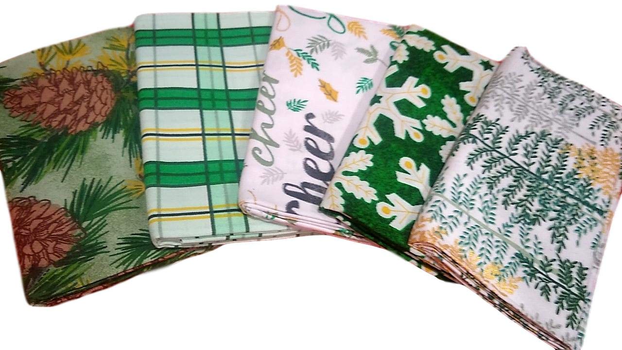 Fat Quarter Fabric Bundle Set 5 (1/4 Yard) Pinecones Evergreens Winter Trees Stack