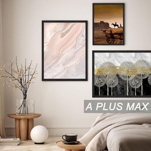 A PLUS MAX 20x24 Picture Frame, Engineered Wood Frame Display Photo 16x20 with Mat or 20 x 24 without Mat, 20by24 Frame with Black Wood Grain for Wall - 1 Pack/Black/20 x24
