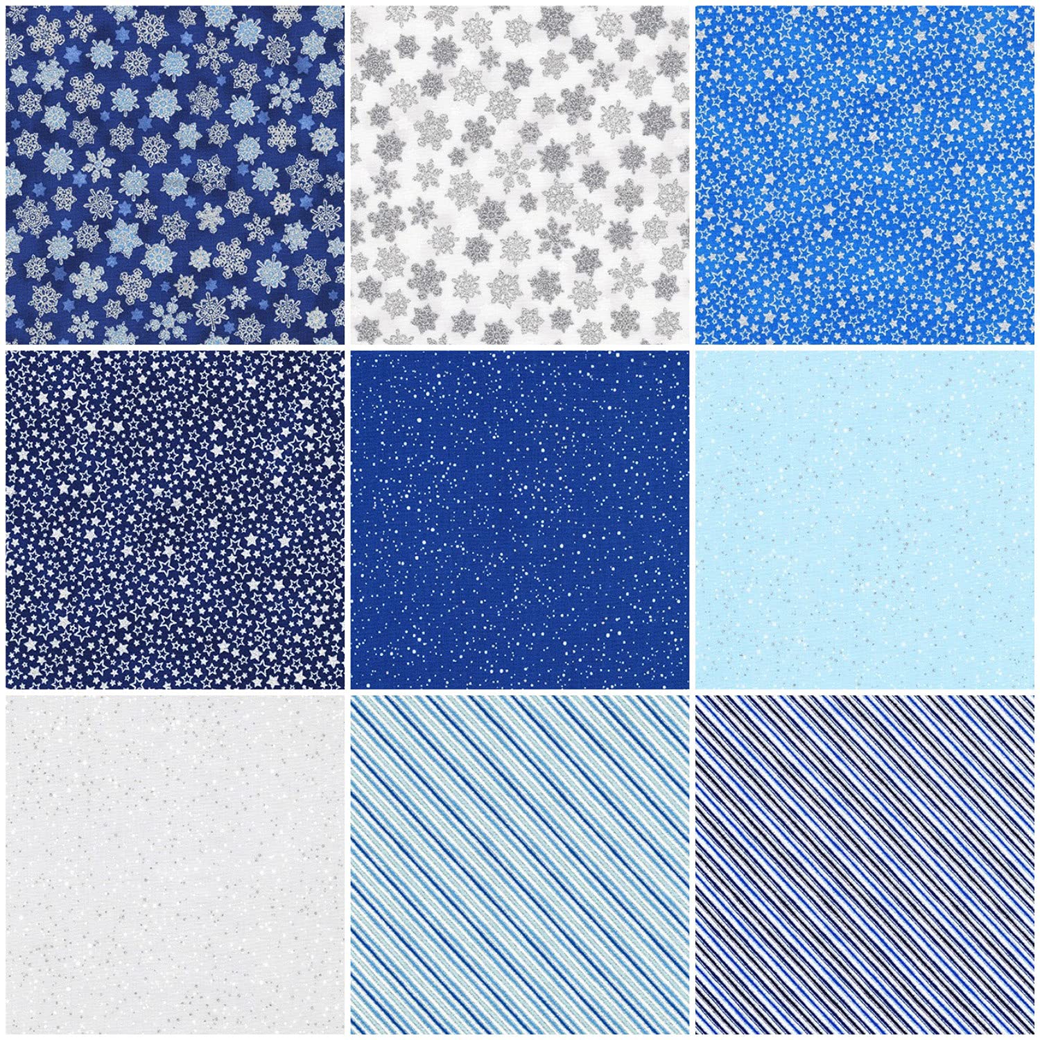 Robert Kaufman Kaufman Holiday Charms Fat Quarter Bundles 9pcs, Multi