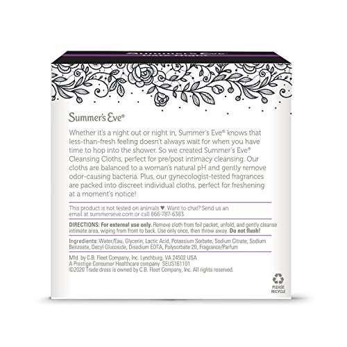 Summer's Eve Date Night Feminine Cleansing Wipes Pre/Post-Intimacy Cleansing, 16 Count