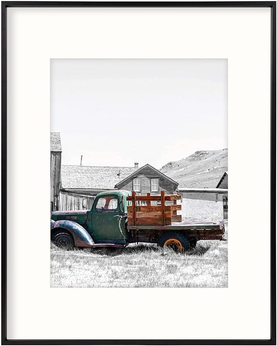 Golden State Art, 16x20 Black Picture Frame Displays Photo 11x14 with Mat or 16 x 20 Without Mat for Wall Mounting, Classic Satin Aluminum Frames with Real Glass (Pack of 1)