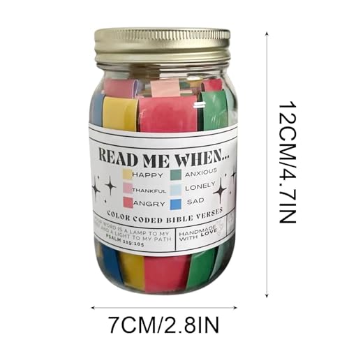 Bible Verses Jar for Emotions and Feelings, Read Me When Bible Verses Jar, Color Coded Scripture Jar Colorful Bible Jar, Prayer Jar with Lid and Cards (3pc, Plastic)