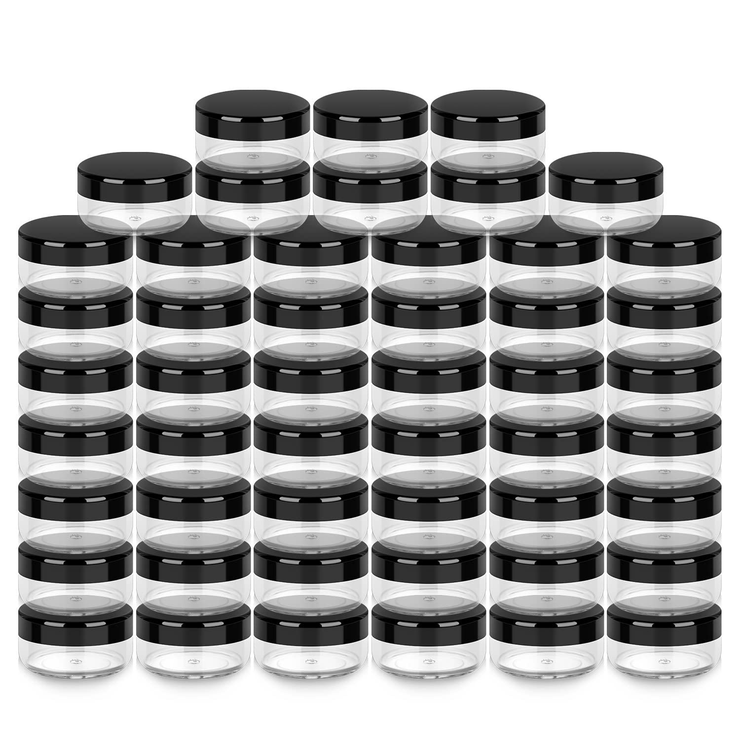 Loretoy Household 0.1oz Plastic Jars with Lids, 50 Pack BPA Free, Reusable, Refillable Transparent Cosmetic Containers for Bath Salts, Cosmetics, Powders, Beauty Product and Small Accessories