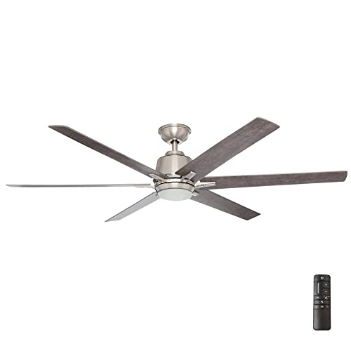 Home Decorators Collection Kensgrove 64 in. Integrated LED Brushed Nickel Ceiling Fan with Light and Remote Control YG493D-BN