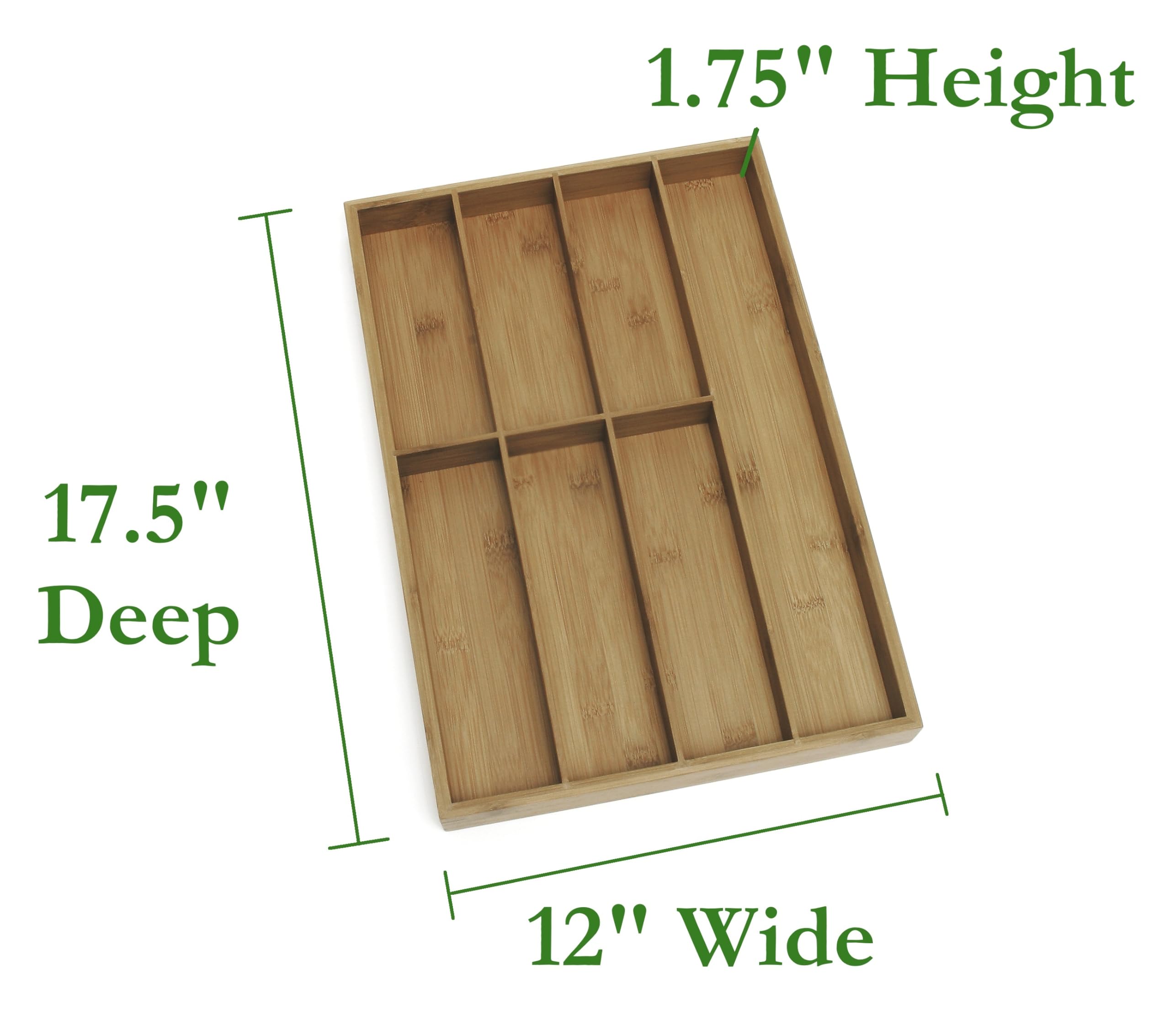 Lipper International 8877 Bamboo Wood Flatware Organizer with 7 Compartments, 12" x 17-1/2" x 1-3/4"