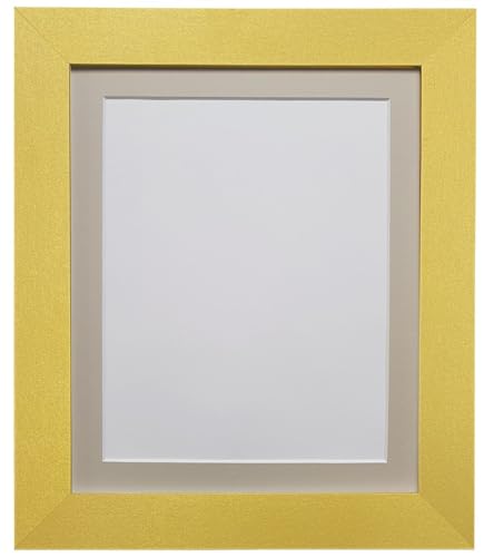 FRAMES BY POST METROGOLDWITHLTGRYMT5040CM1510 Frame, 50 x 40 cm Image Size 15 x 10 Inch Plastic Glass, Gold Light Grey Mount