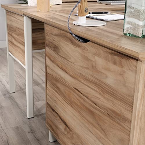 Sauder Portage Park Modern L-Shaped Desk in Kiln Acacia, Kiln Acacia Finish