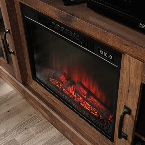 Sauder Miscellaneous Fireplace Credenza, L: 60.0" x W: 16.73" x H: 35.04", Vintage Oak Finish