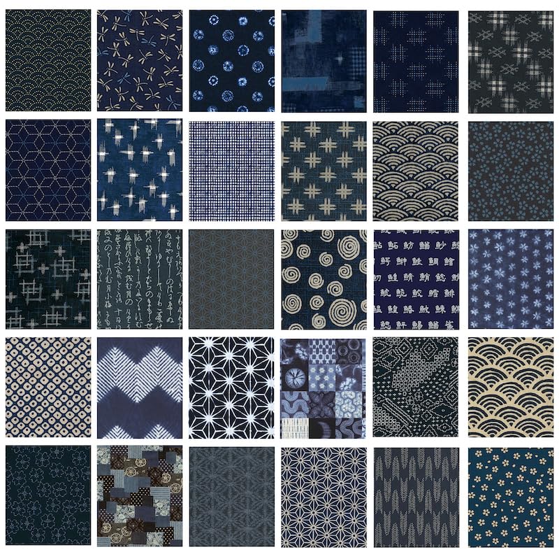 10 Indigo Blue Fat Eighth Fabric Bundle