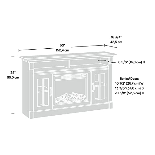 Sauder Miscellaneous Fireplace Credenza, L: 60.0" x W: 16.73" x H: 35.04", Vintage Oak Finish