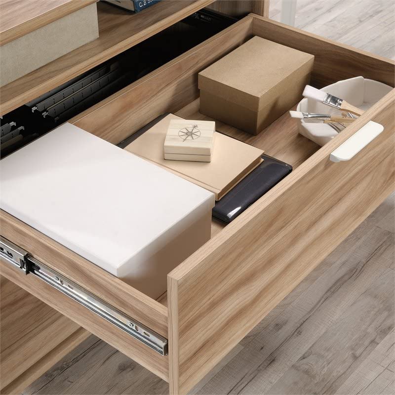Sauder Portage Park Modern L-Shaped Desk in Kiln Acacia, Kiln Acacia Finish