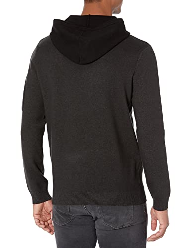 Karl Lagerfeld Paris Men's Soft Color Block Sweater Hoodie, Black/Charcoal, XX-Large