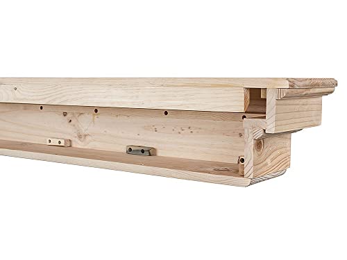 72 Inch Floating Fireplace Mantel Wood Shelf In Unfinished - Salem From Mantels Direct | Corbel Bracket Arches Included | Wooden Rustic Wall Shelf Perfect for Electric Fireplaces and Décor
