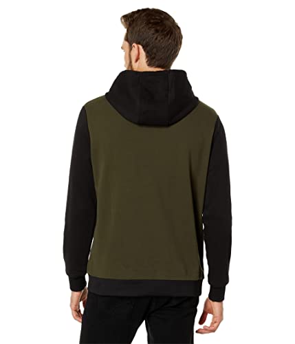 Karl Lagerfeld Paris Men's Soft Color Block Hoodie, Olive/Black, Large