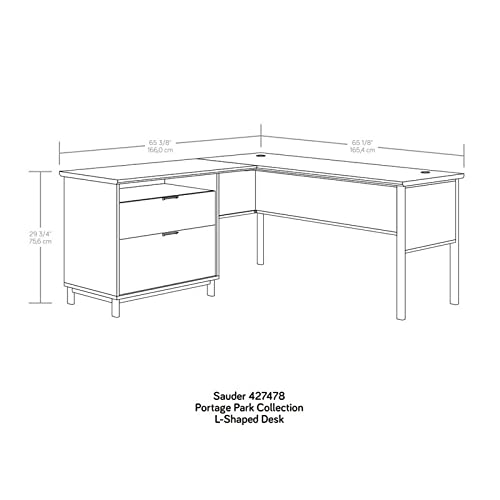 Sauder Portage Park Modern L-Shaped Desk in Kiln Acacia, Kiln Acacia Finish