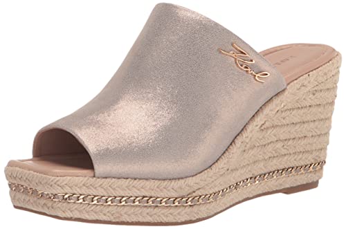 Karl Lagerfeld Paris Women's Corissa Slip on Espadrille Wedge Sandal, Champagne, 10