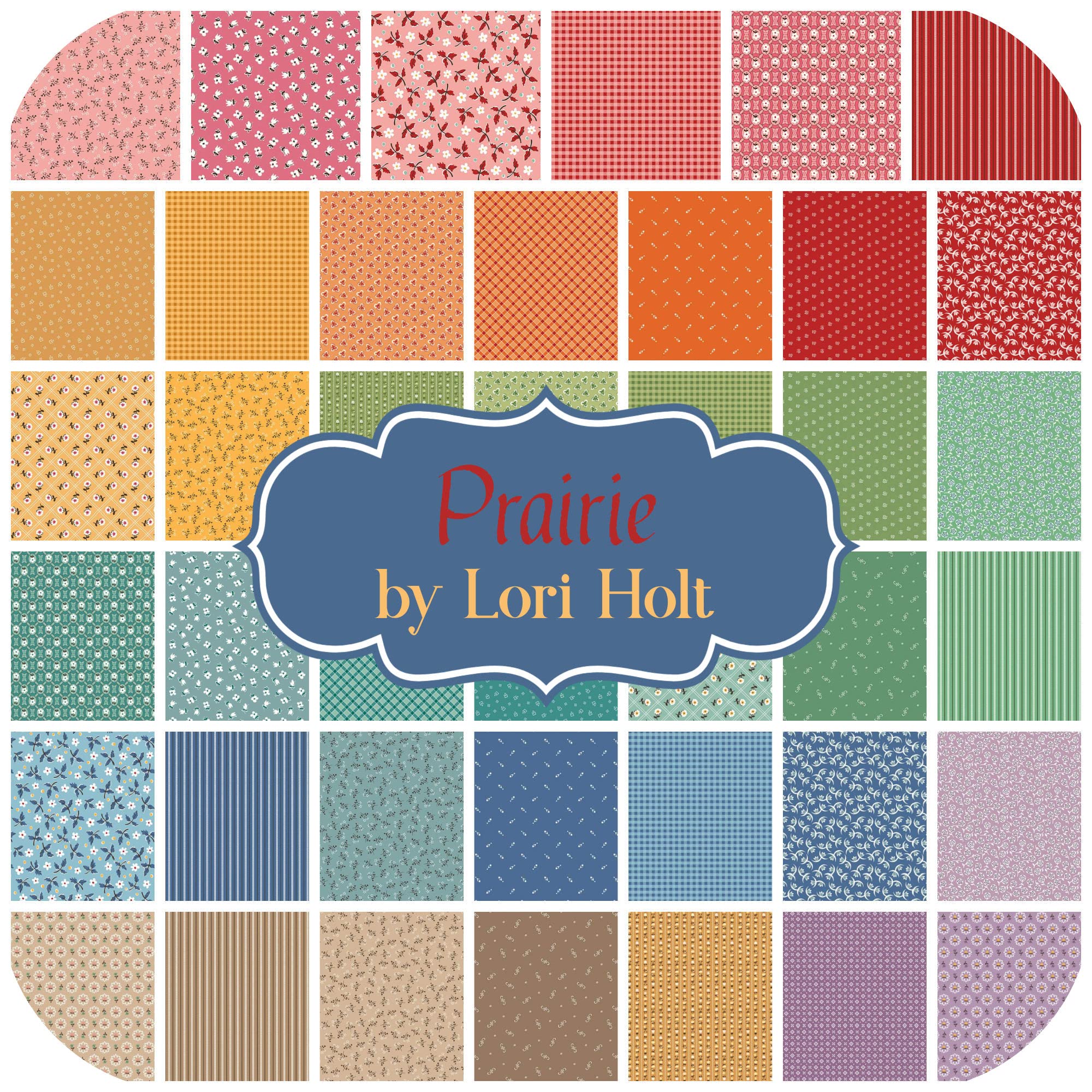 Prairie Fat Eighth Bundle (46 Pieces) by Lori Holt for Riley Blake 9 x 21 inches (22.86 cm x 53.34 cm) Fabric cuts DIY Quilt Fabric