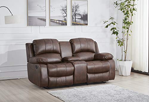 Betsy Furniture 2PC Bonded Leather Recliner Set Living Room Set, Sofa, Loveseat 8018 (Brown, Living Room Set 3+2)