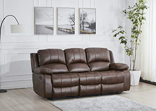 Betsy Furniture 2PC Bonded Leather Recliner Set Living Room Set, Sofa, Loveseat 8018 (Brown, Living Room Set 3+2)