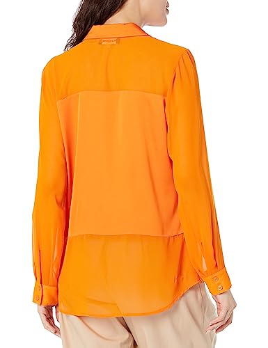 Karl Lagerfeld Paris Women's Sport Blouse, Ginger, Large