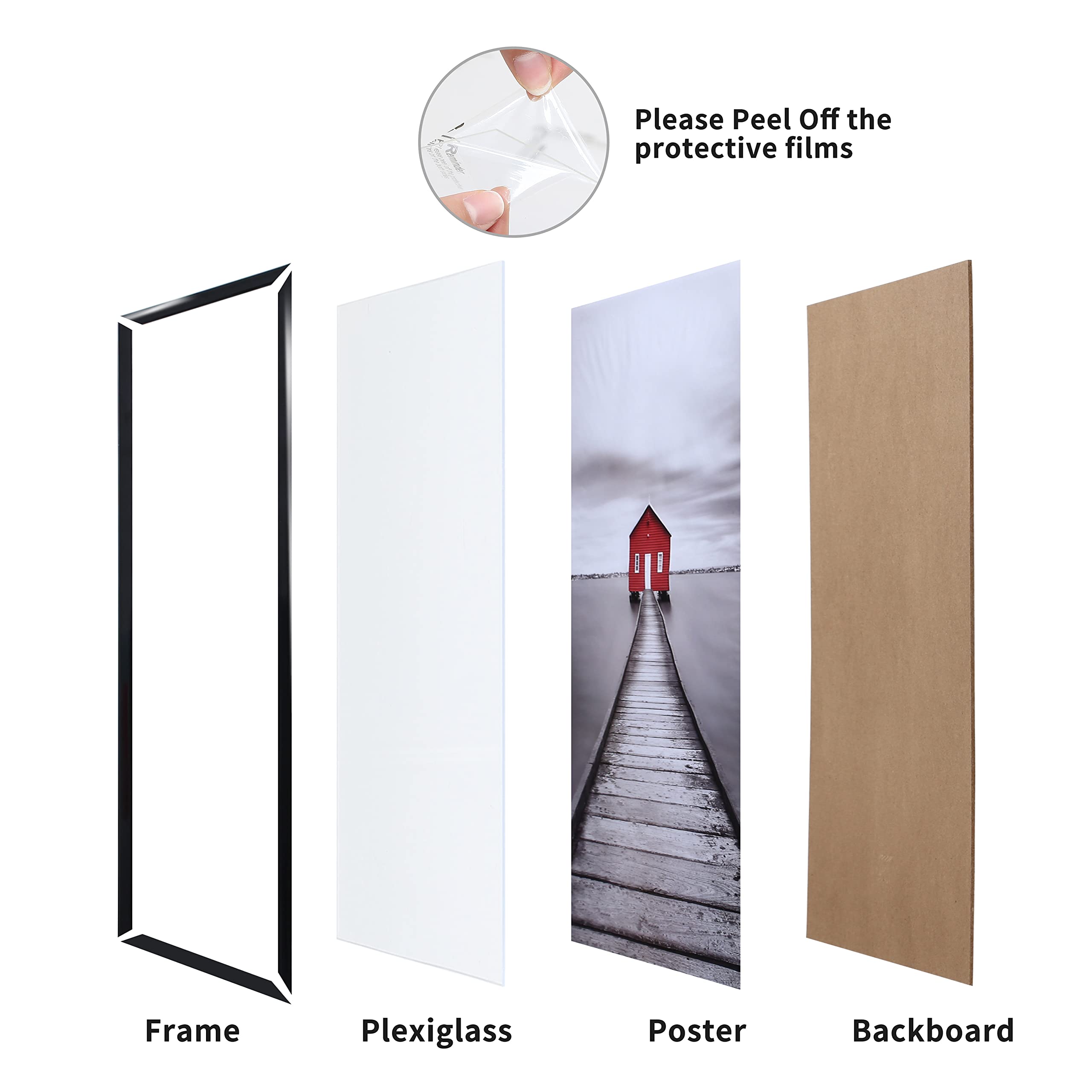 ELSKER&HOME 16x24 Poster Frame 3 Pack, Black Picture Frame for Horizontal or Vertical Wall Mounting, Sturdy and Scratch-proof