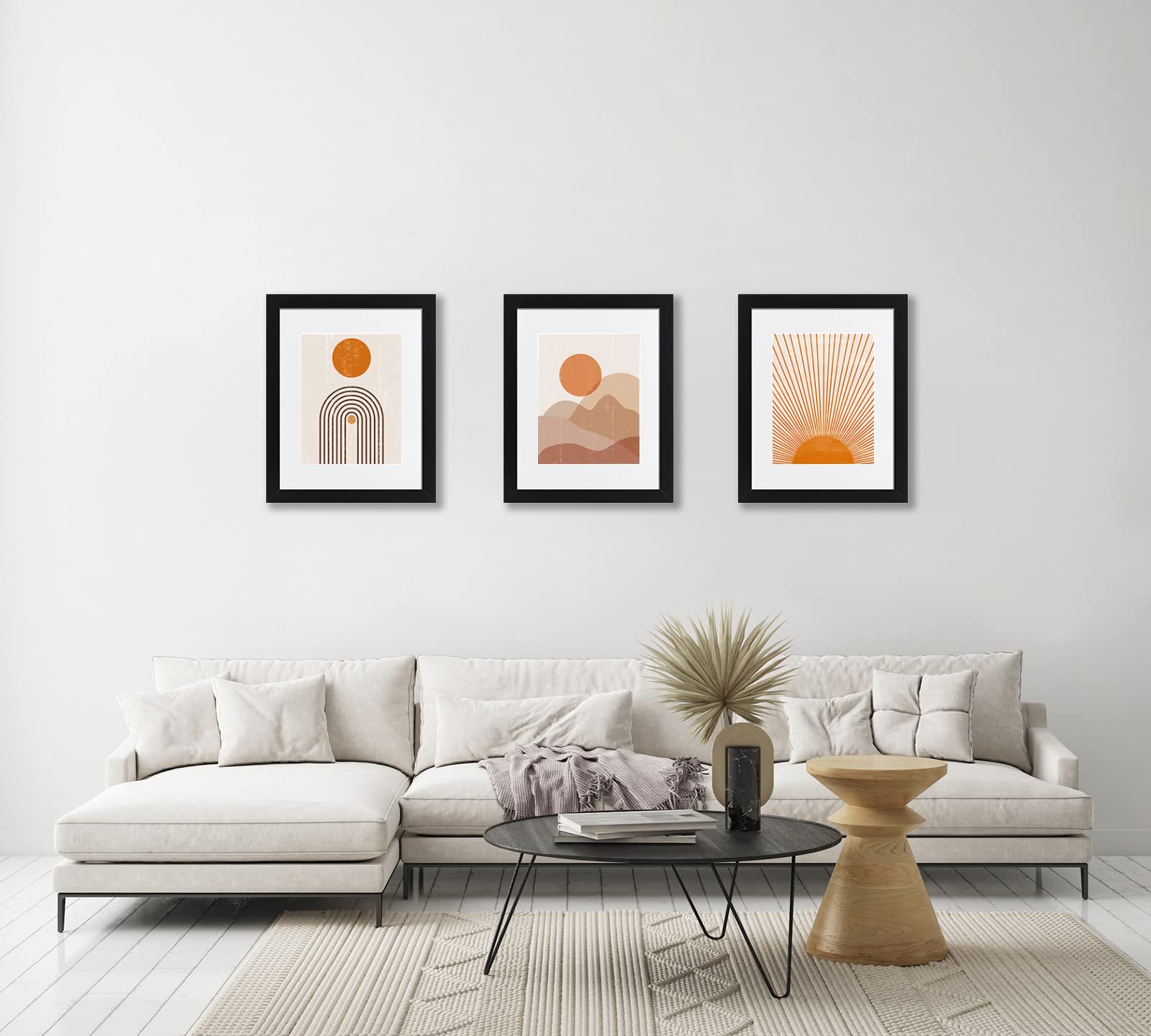 ELSKER&HOME 16x20 Picture Frame,Photos 11x14 with mat or 16 x 20 without Mat,Black Poster Frame Set of 3, Include 3 Wall Art Prints, Horizontal and Vertical Wall Mounting