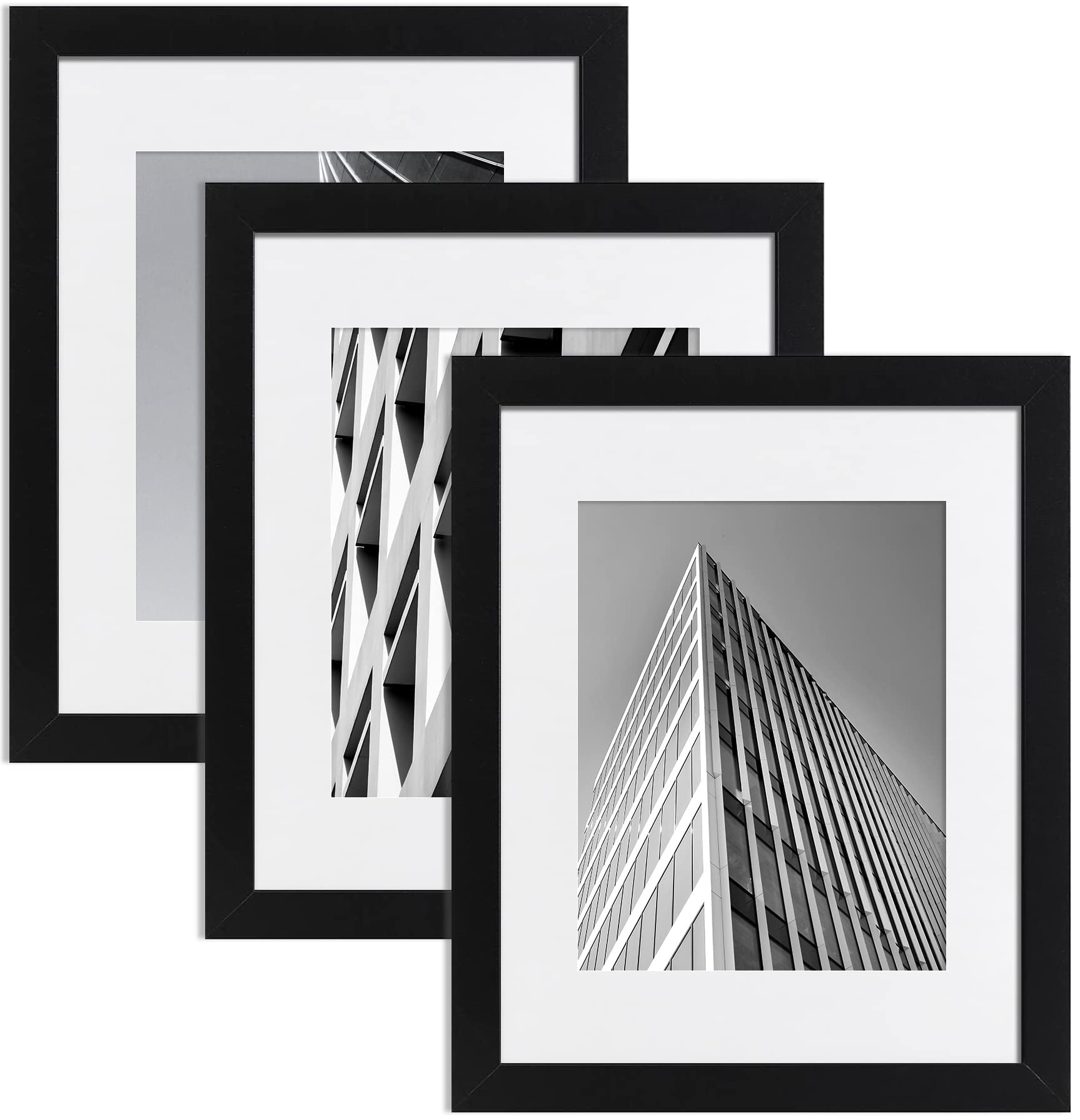 ELSKER&HOME 16x20 Picture Frame,Photos 11x14 with mat or 16 x 20 without Mat,Black Poster Frame Set of 3, Include 3 Wall Art Prints, Horizontal and Vertical Wall Mounting