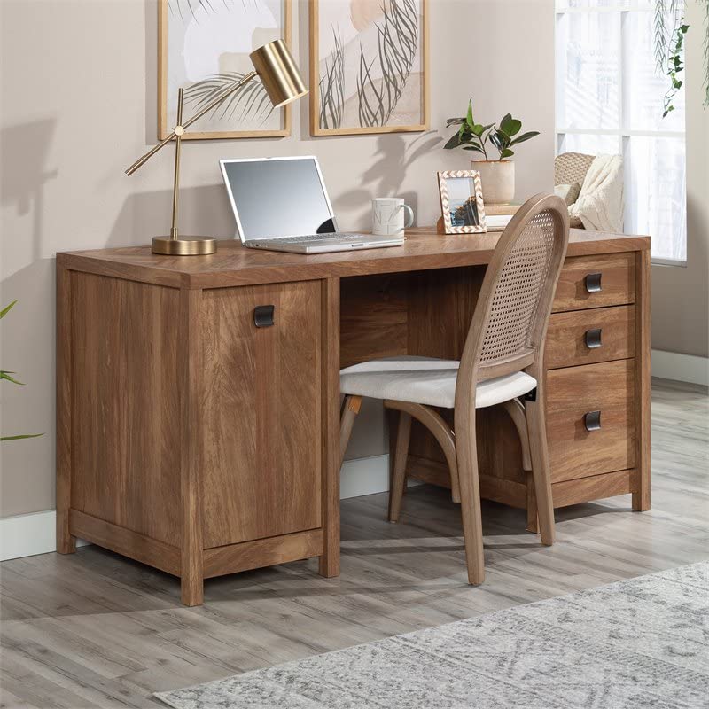 Sauder Cannery Bridge Computer Desk with Drawers and Door, Sindoori Mango Finish