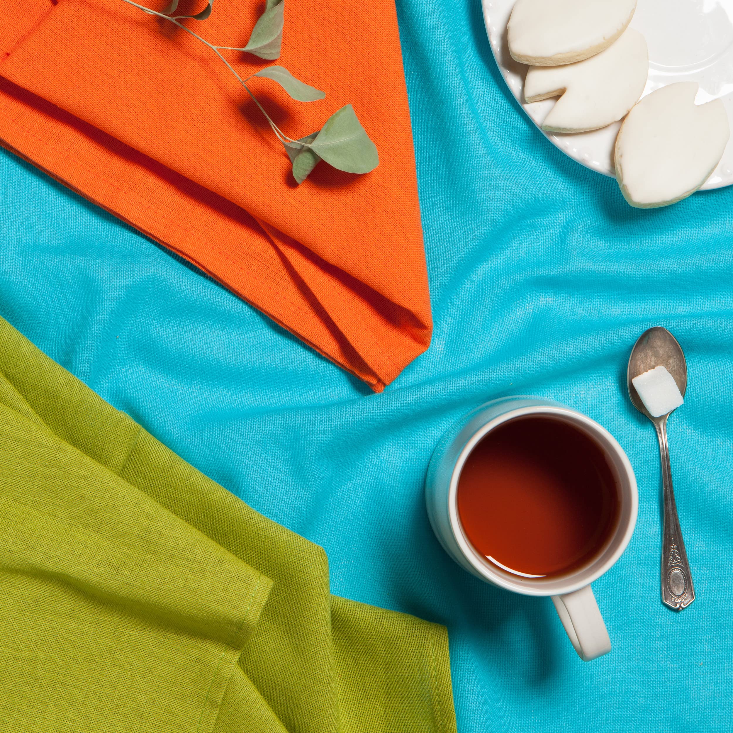 Now Designs Floursack Kitchen Dish Towels Blue, 20 x 30in, Set of 3, Bali Cactus Crush, 3 Count