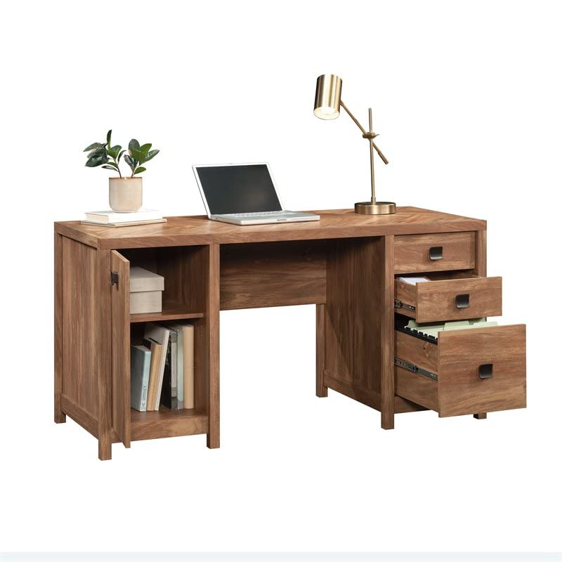 Sauder Cannery Bridge Computer Desk with Drawers and Door, Sindoori Mango Finish