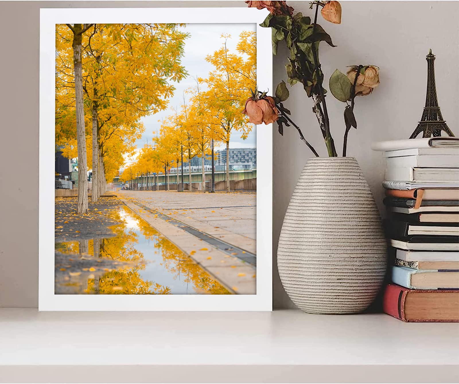 Golden State Art, Solid Wood 16x20 Wooden Picture Frame - for 16x20 Photos, 1-1/4-Inch Wide with Real Glass - Horizontal and Vertical Wall Display, Great for Engagement, Wedding, White, 1 Pack
