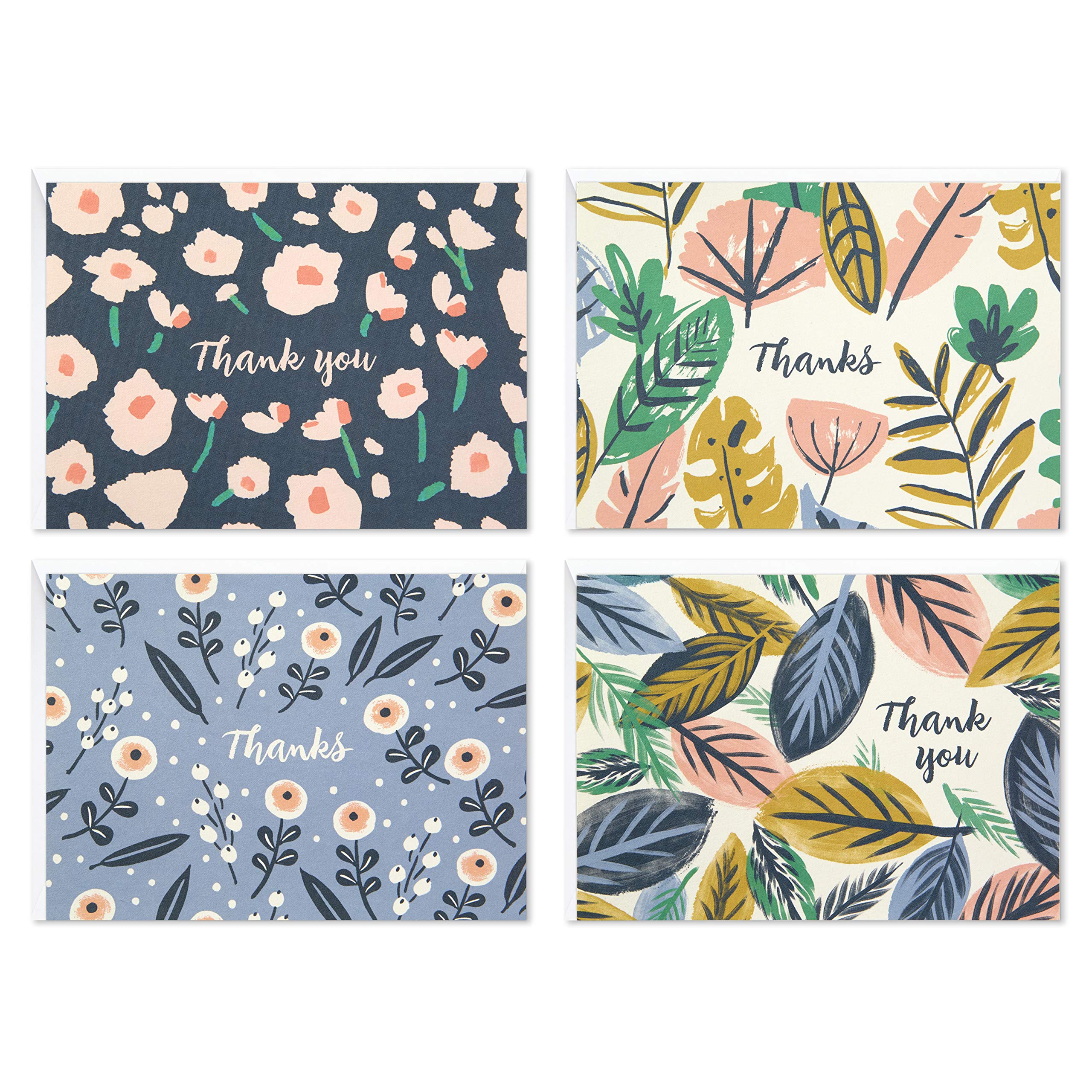 Hallmark Thank You Cards Assortment, Painted Florals (48 Cards with Envelopes for Baby Showers, Bridal Showers, Weddings, All Occasion)