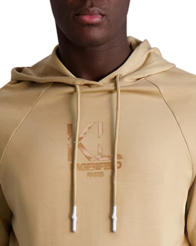 Karl Lagerfeld Paris Men's Solid Logo Stretchy Hoodie, Incense