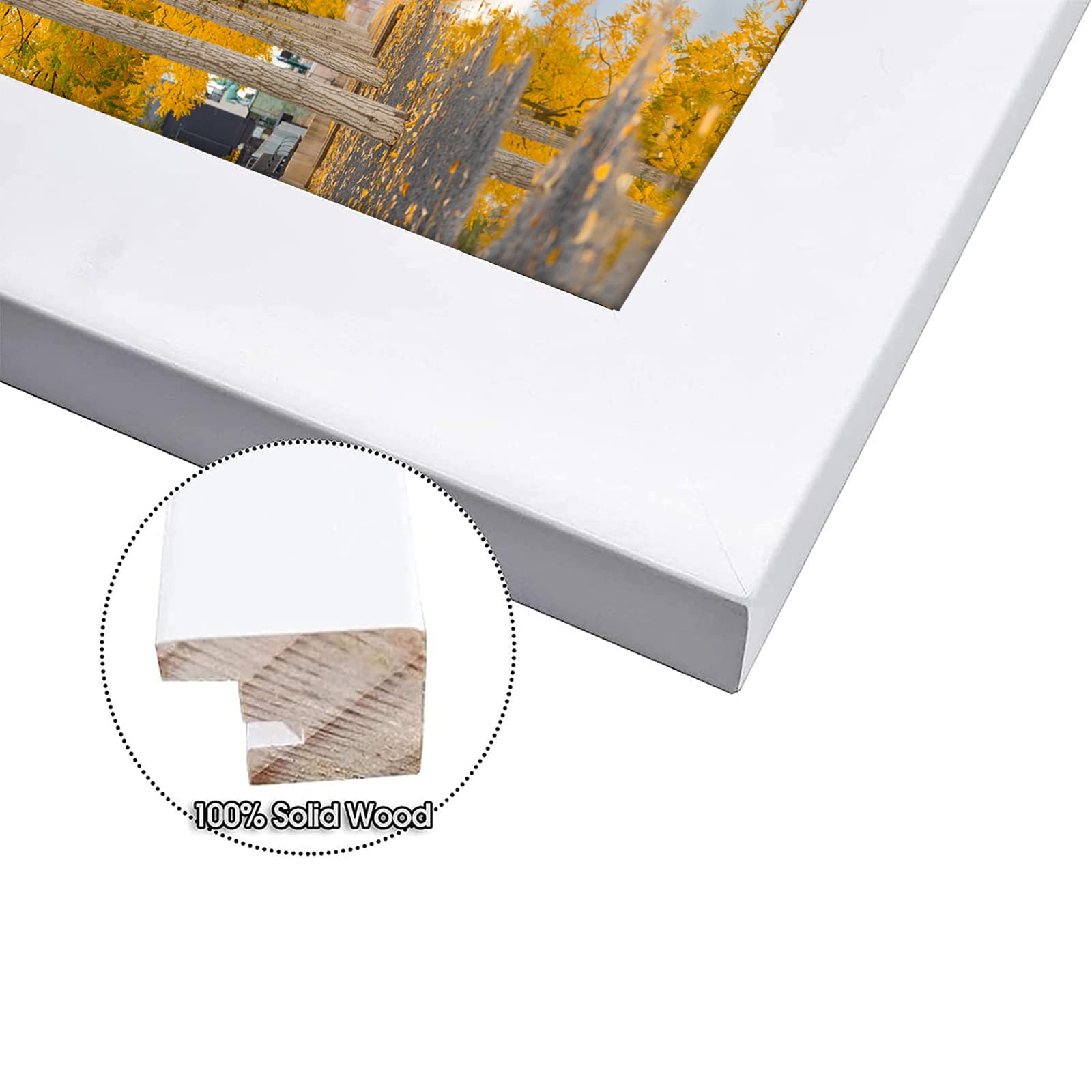 Golden State Art, Solid Wood 16x20 Wooden Picture Frame - for 16x20 Photos, 1-1/4-Inch Wide with Real Glass - Horizontal and Vertical Wall Display, Great for Engagement, Wedding, White, 1 Pack