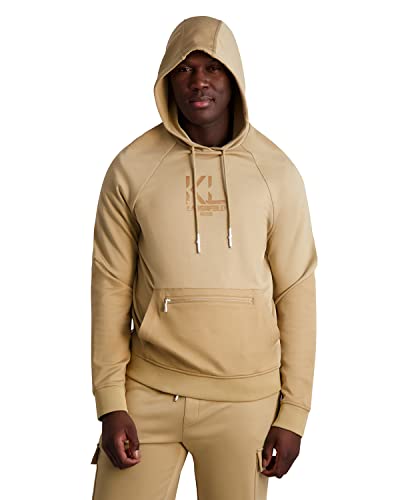 Karl Lagerfeld Paris Men's Solid Logo Stretchy Hoodie, Incense