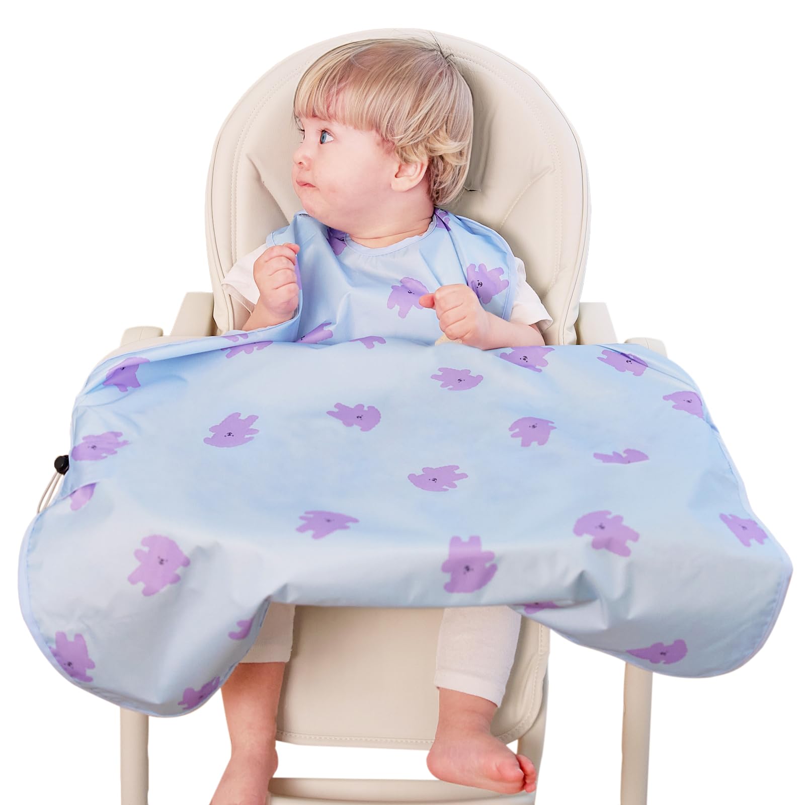 aijoo All-in-one Coverall Bib, Baby Feeding Bibs, Sleeveless Bib, BLW Bibs Covers baby and high chair (Violet Puppy)