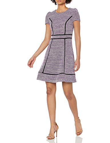 Karl Lagerfeld Paris Women's Tweed Fit and Flare Dress, Orchid Multi, 8