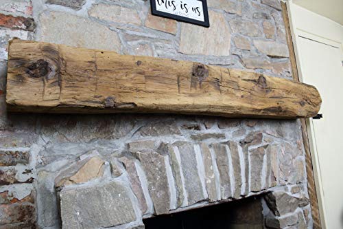 Modern Timber Craft Fireplace Mantel Shelf - Hand Hewn Wood Barn Beam - Authentic Reclaimed Wooden Rustic Shelving 48 Inches