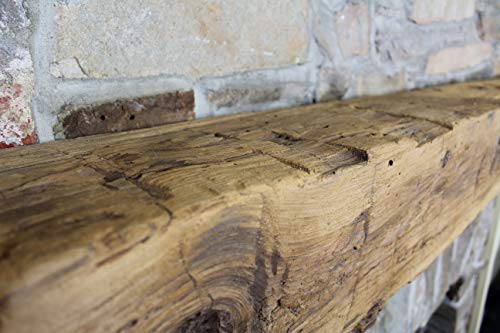 Modern Timber Craft Fireplace Mantel Shelf - Hand Hewn Wood Barn Beam - Authentic Reclaimed Wooden Rustic Shelving 48 Inches