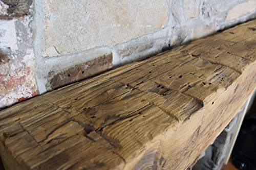 Modern Timber Craft Fireplace Mantel Shelf - Hand Hewn Wood Barn Beam - Authentic Reclaimed Wooden Rustic Shelving 48 Inches