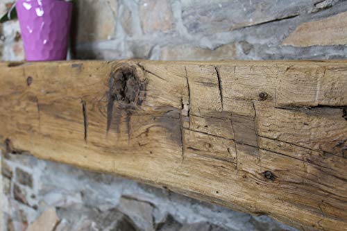 Modern Timber Craft Fireplace Mantel Shelf - Hand Hewn Wood Barn Beam - Authentic Reclaimed Wooden Rustic Shelving 48 Inches