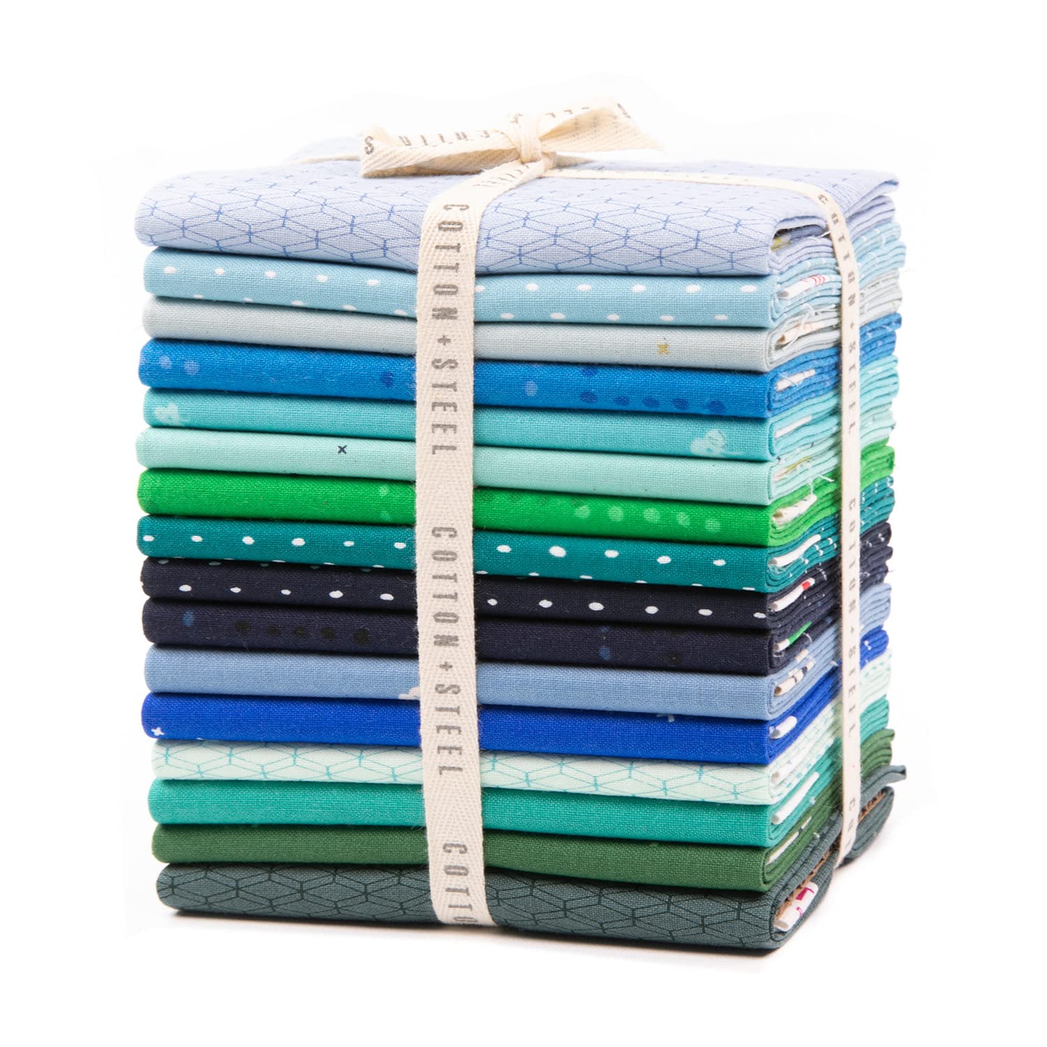 C+S Basics - Cool Fat Quarter Bundle (15 Pieces) for Cotton+Steel 18 x 21 inches (45.72 cm x 53.34 cm) Fabric cuts