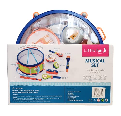 LITTLE FUN TIMES Musical Instruments for Toddlers 1-3 to Develop fine Motor Skills, Toddler Toys Musical Instruments for Kids 9 pcs Baby Instruments Preschool Educational Early Learning and Fun