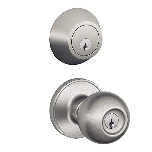 Schlage JC60 V CNA 630 Single Cylinder Keyed Entry Lock Deadbolt, Stainless Steel
