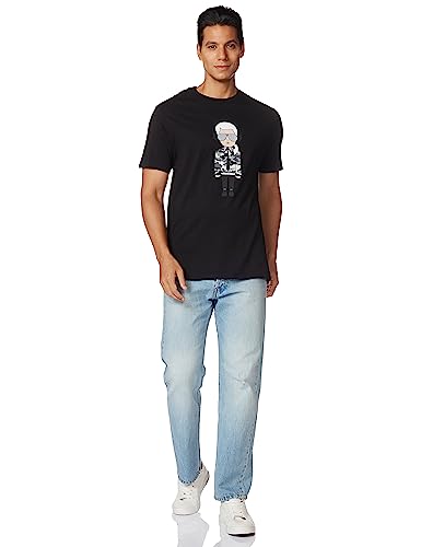 Karl Lagerfeld Paris mens Reflective Karl Chacracter With Headphones Short Sleeve Crew Neck T-shirt T Shirt, Black, Large US