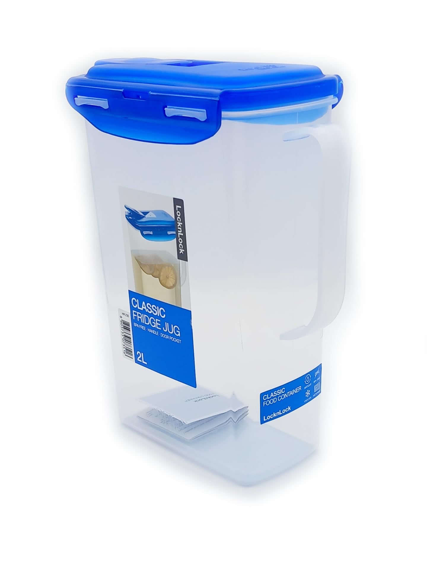 LOCK&LOCK Lock & Lock Aqua Fridge Door Flip Top Lid, 2 litres, Semitransparent Water Jug, 8.5-cup, Transparent
