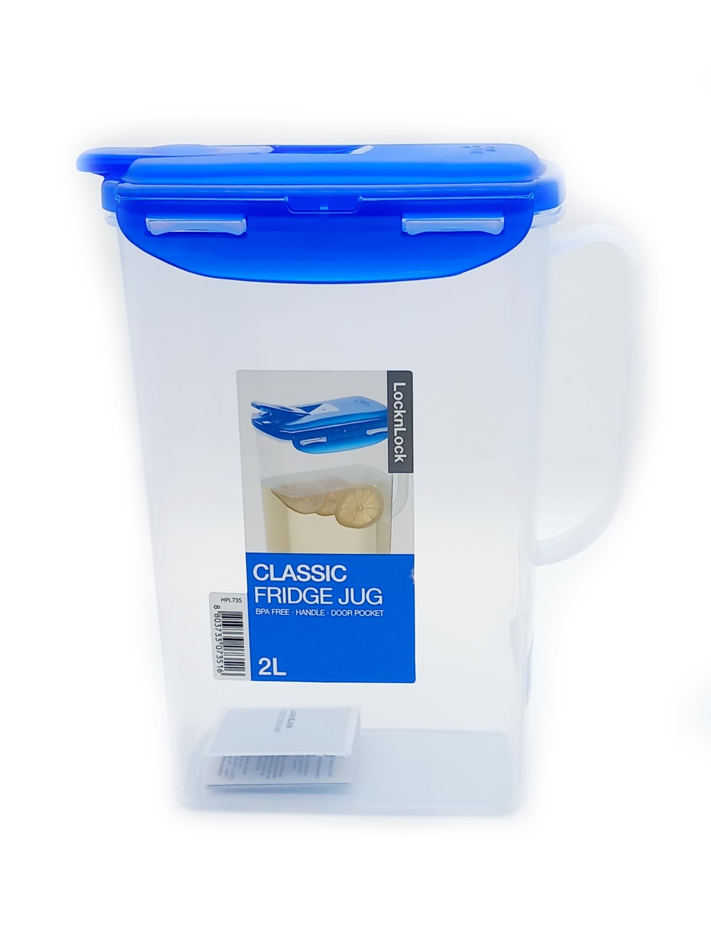 LOCK&LOCK Lock & Lock Aqua Fridge Door Flip Top Lid, 2 litres, Semitransparent Water Jug, 8.5-cup, Transparent