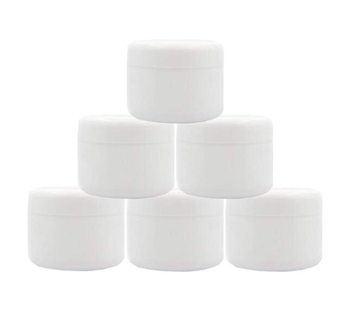 8 Oz (250g) White Plastic Jar with Dome Lid Refillable Make-up Cosmetic Jars Empty Face Cream Lip Balm Lotion Storage Container Pot Case Holder (Pack of 6)