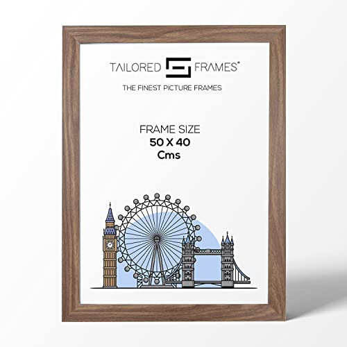 Tailored Frames Seattle Walnut Square Design 50 x 40cm Single Picture Frames | Wall Hanging Type | Photo Frame Without Mount